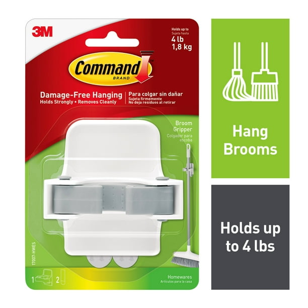Command Broom Gripper, White, 1 Gripper, 2 Strips/Pack - Walmart.com ...