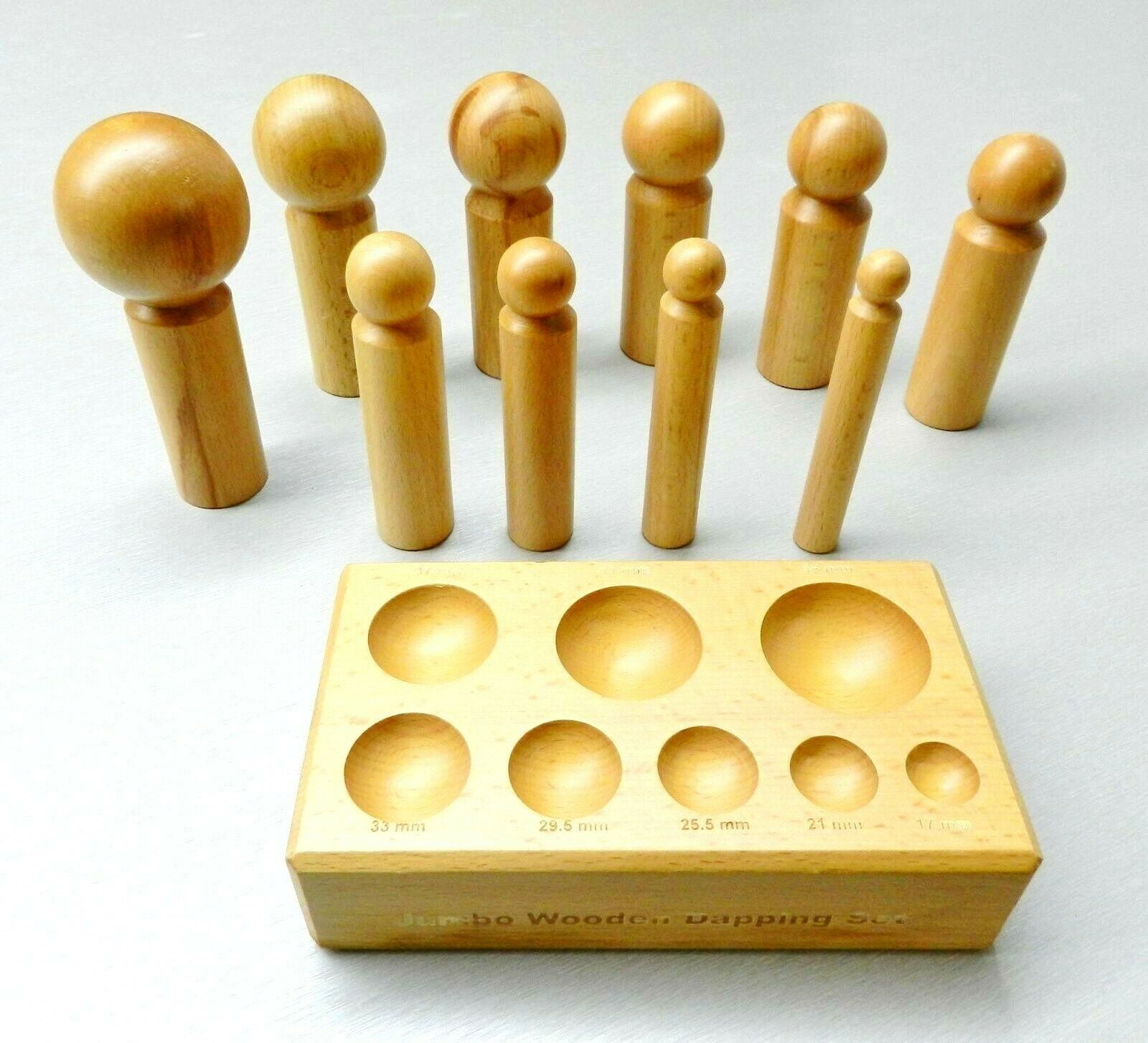 Dapping Block & Punches Wooden Set 10 Sizes Large Wood Forming Jewelry ...