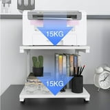 Natwind 2-Tier Office Desktop Printer Stand, Metal Dual Shelves Rack ...