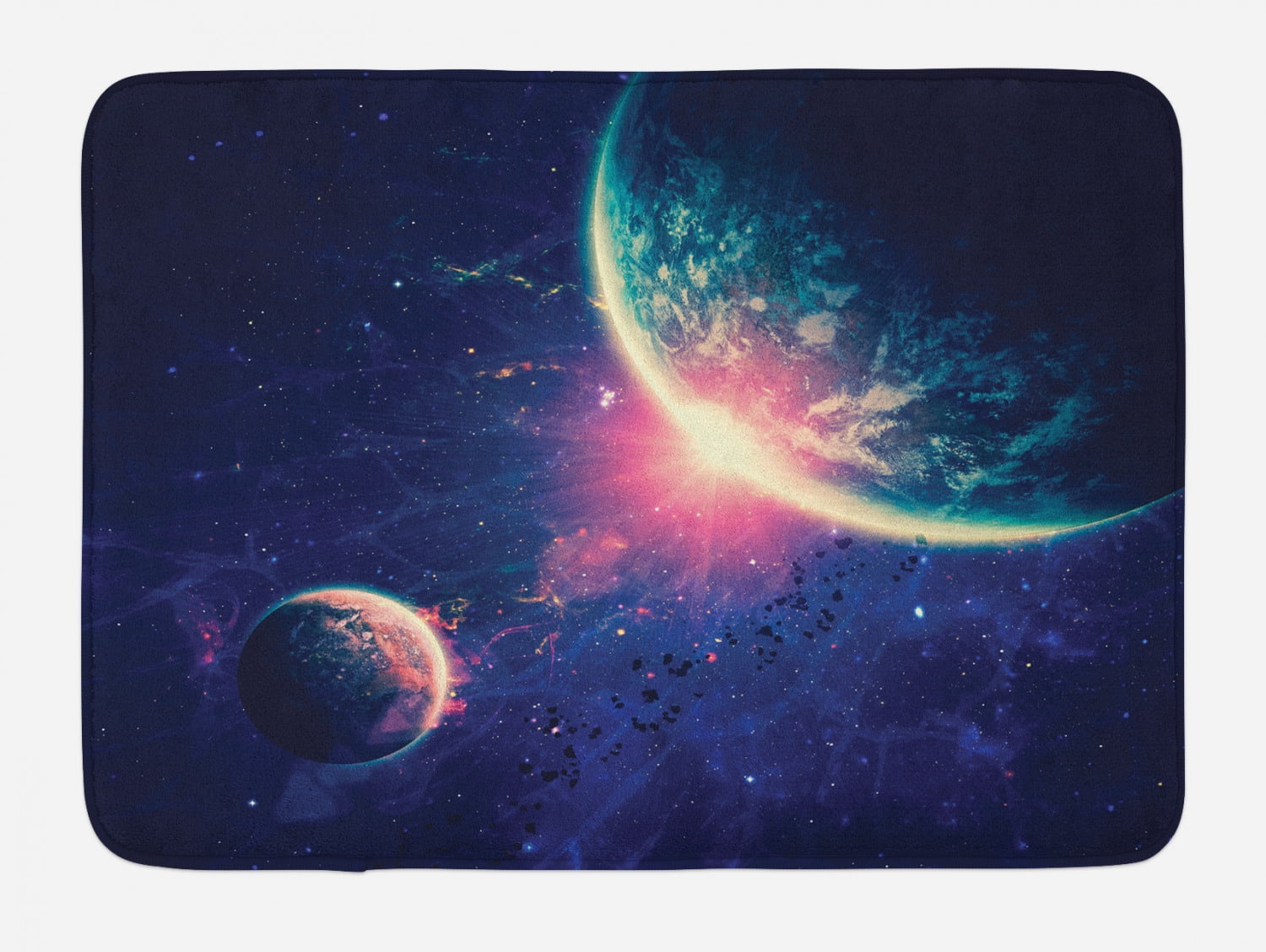 Galaxy Bath Mat, Outer Space Theme Planet Earth Mars in Space Discovery ...