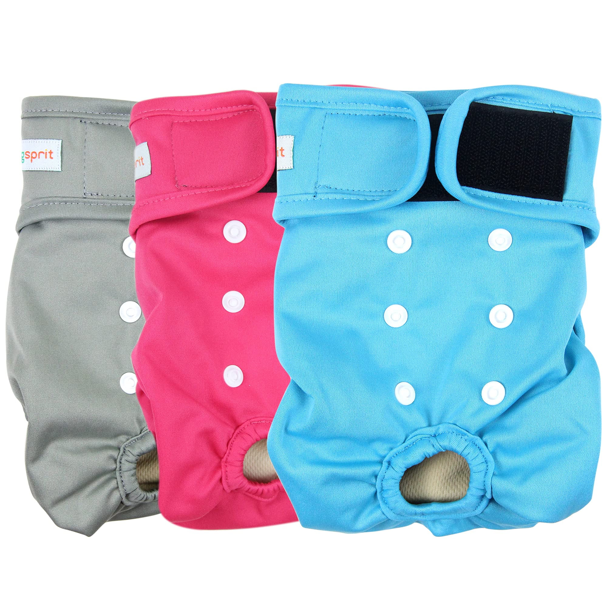 Langsprit Washable Female Dog Diapers (3 Pack) - No Leak Reusable ...