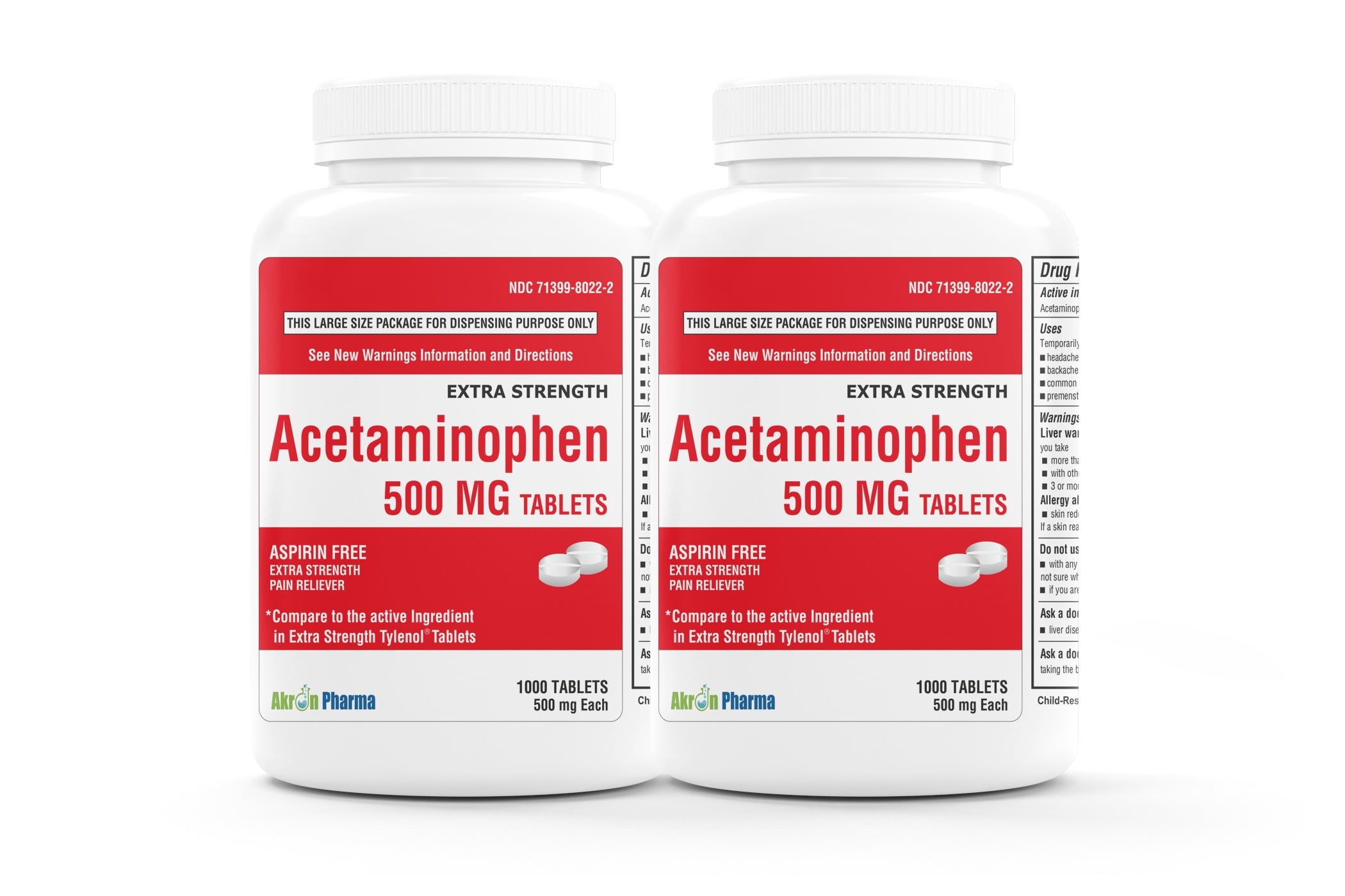 Acetaminophen Tablet- 500 mg - 1000 Count- 2 Pack - Walmart.com