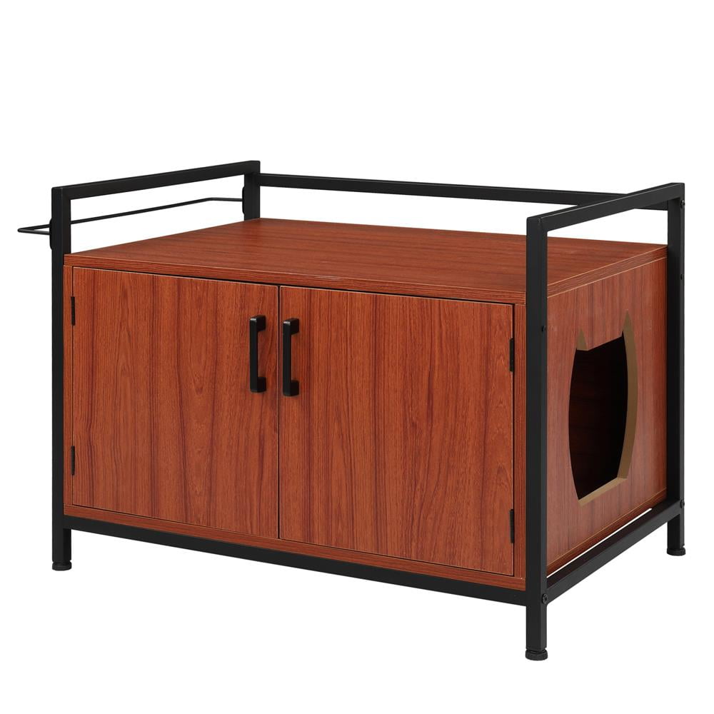 Ktaxon Wooden Cat Litter Box Enclosure, Washroom Storage Cabinet Bench ...