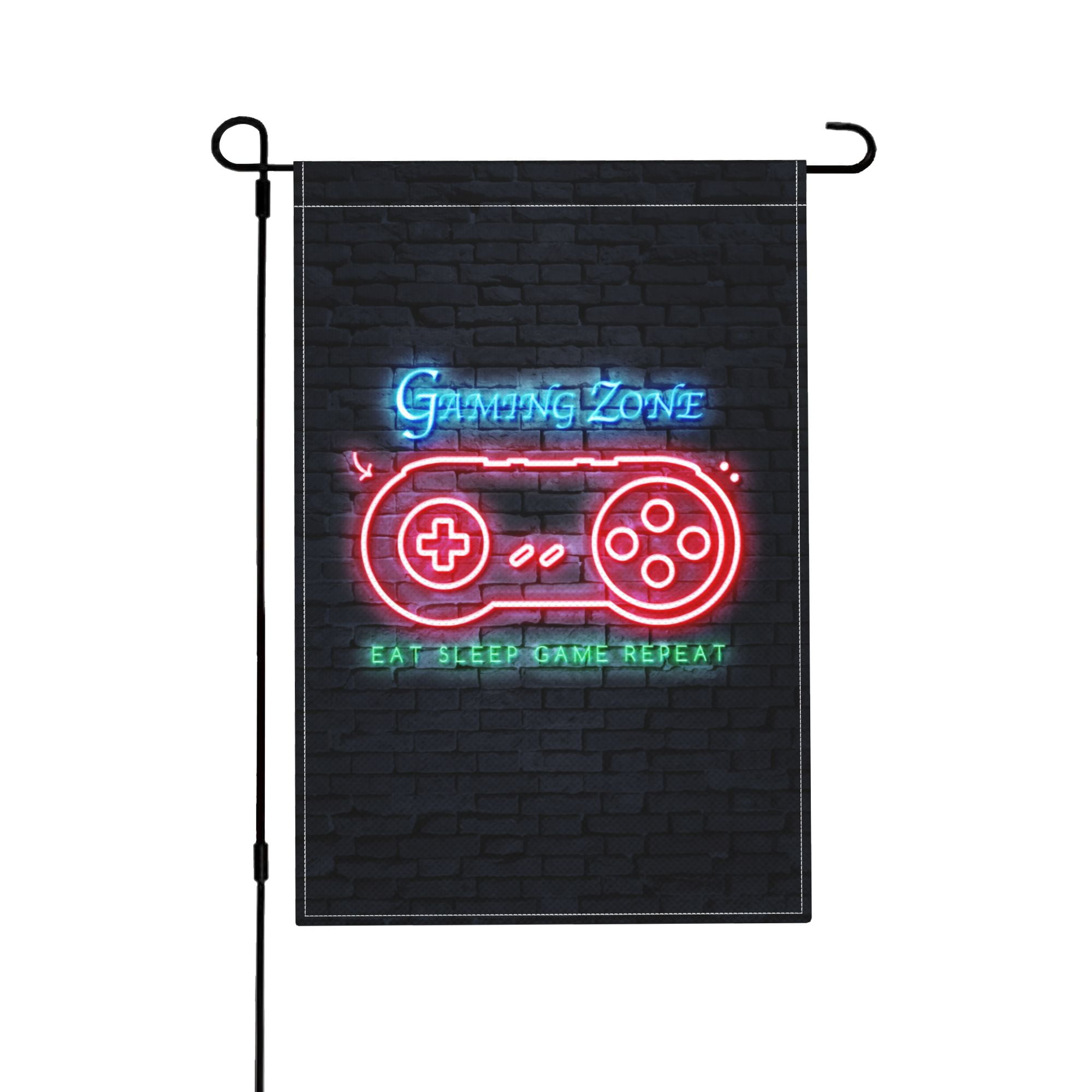 TEQUAN Neon Cool Handle Gamer Zone Garden Flags, 18 x 12 inch Double ...