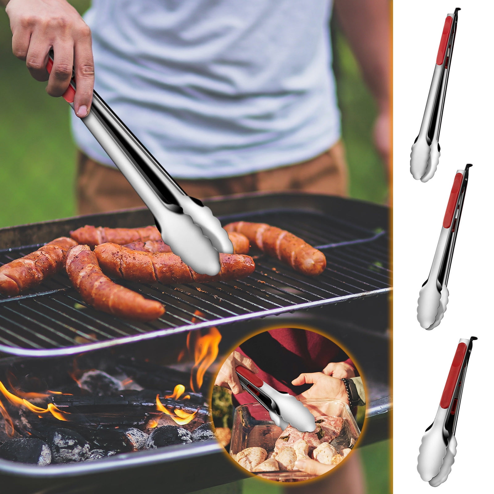 Pinza para barbacoa, pinza para alimentos, diseño de acero inoxidable ...