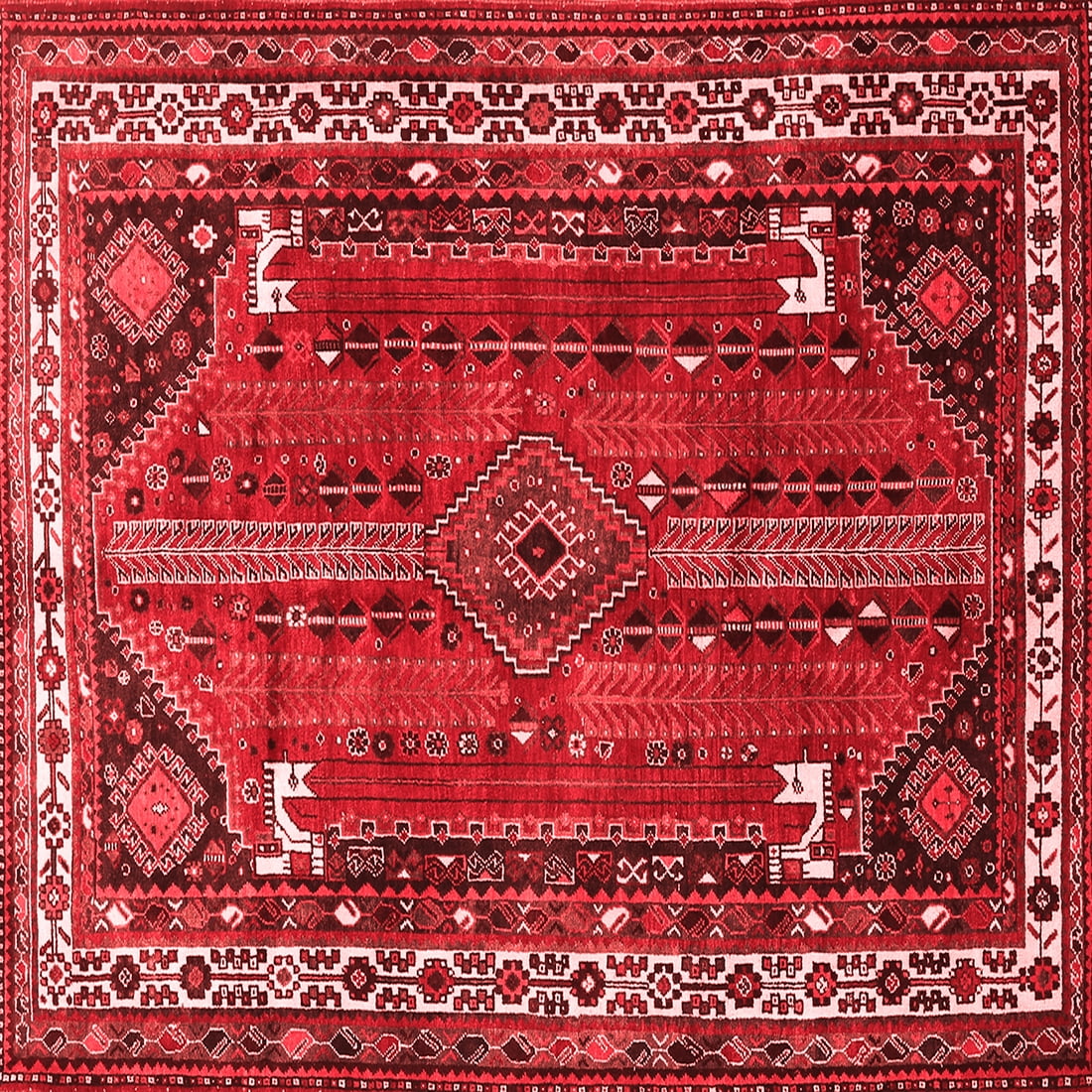 Ahgly Company Indoor Square Persian Red Traditional Area Rugs, 6 ...