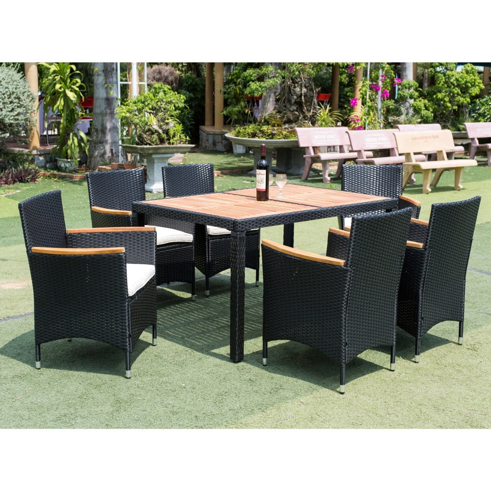 Tcbosik 7 piece Outdoor Patio Wicker Dining Set Patio Wicker Furniture ...