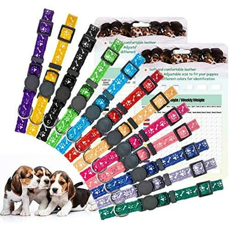 12 Pack Puppy ID Collar Whelping Collars for Puppies with Record ...