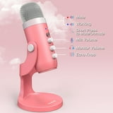 ZealSound Pink USB Gaming Microphone K66 with Quick Mute, Gain Control ...