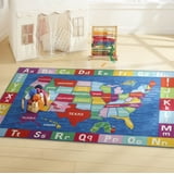 Eric Carle Elementary USA Map Kids Area Rug Blue/Red, 4'11"x6'6 ...