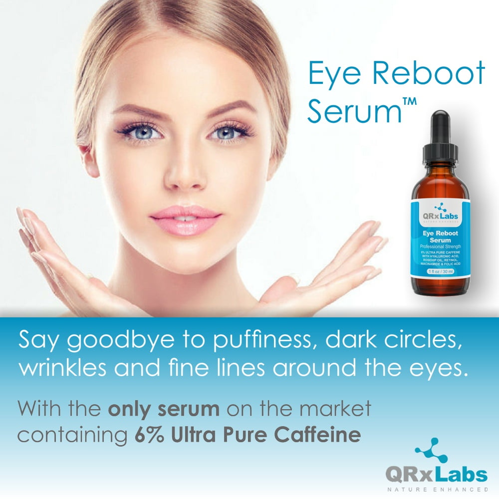 QRxLabs Eye Reboot Eye Serum with 6% Caffeine, Hyaluronic Acid, Rosehip ...