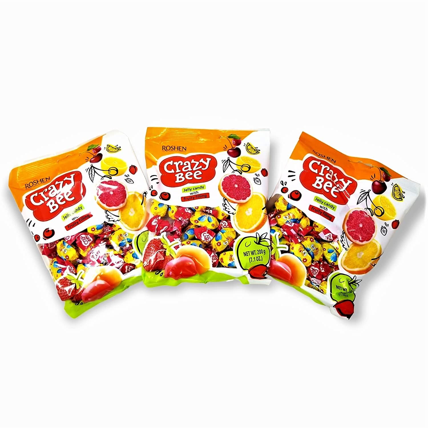 Roshen Crazy Bee Jelly Candy with Fruity Filling, Made with 6 Fruit ...