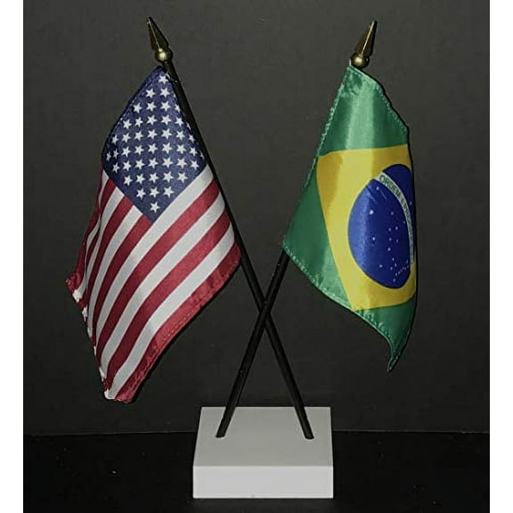 2 Gabon Miniature Desk & Hand Waving Flags Set - Includes 2 Rayon 4"x6 ...