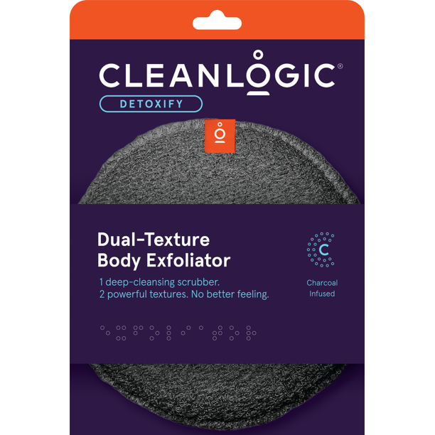 Cleanlogic Exfoliating Body Scrubber, Charcoal-Infused Dual-Texture ...
