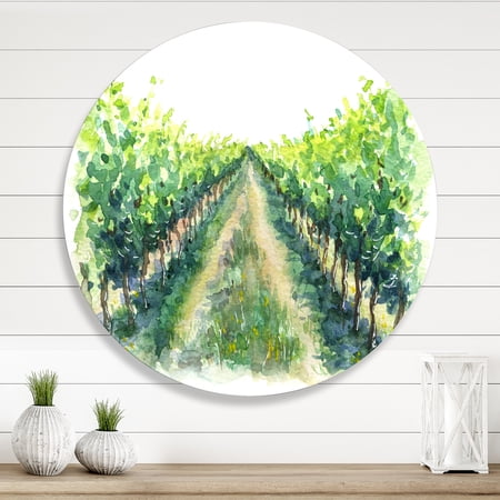 Designart - Rural Scene Vineyard Road - Traditional Metal Circle Wall ...