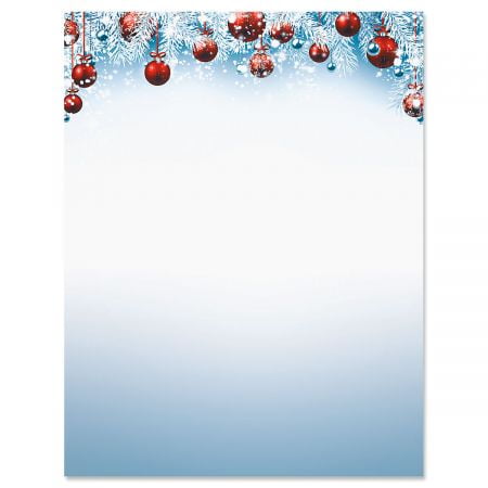 Red Ornaments Christmas Letter Papers - Set of 25 Christmas stationery ...
