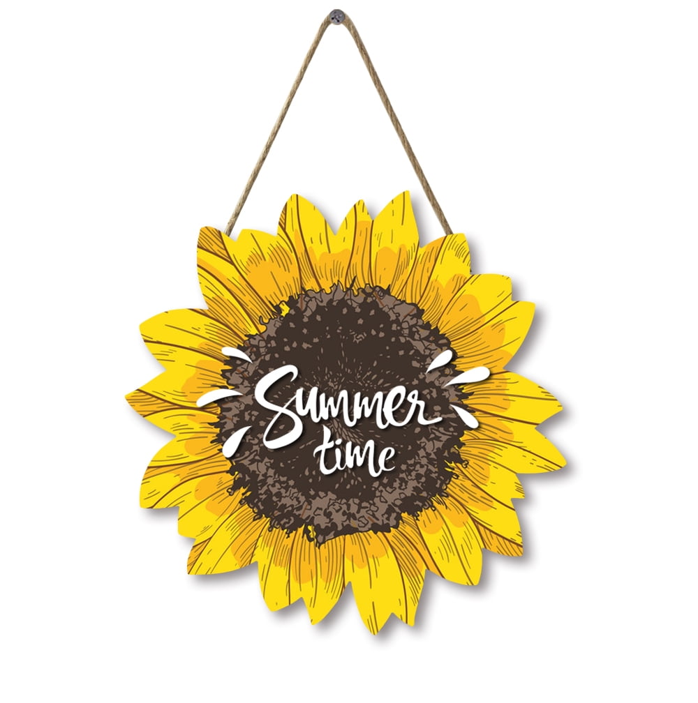 Sunflower Summer Time Wood Door Hanger 12 Inch Large Wooden Flower Sign ...
