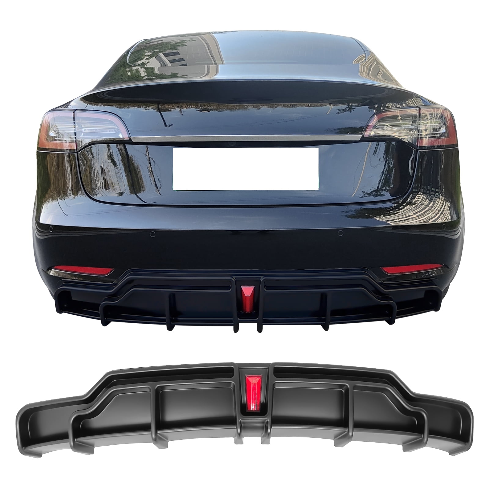Ikon Motorsports, Rear Diffuser Lip Compatible With 2017-2023 Tesla ...