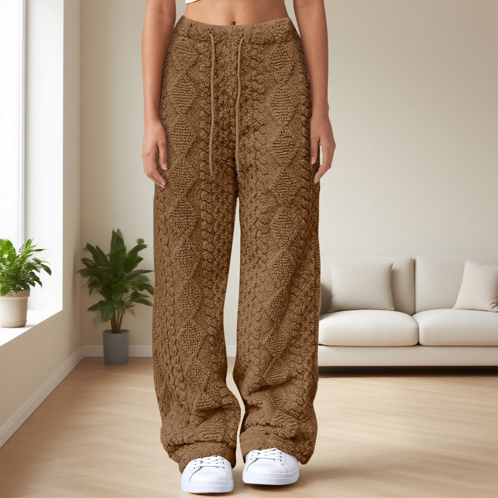 Click here for Dndif Womens Plush High Waist Warm Casual Trousers... prices
