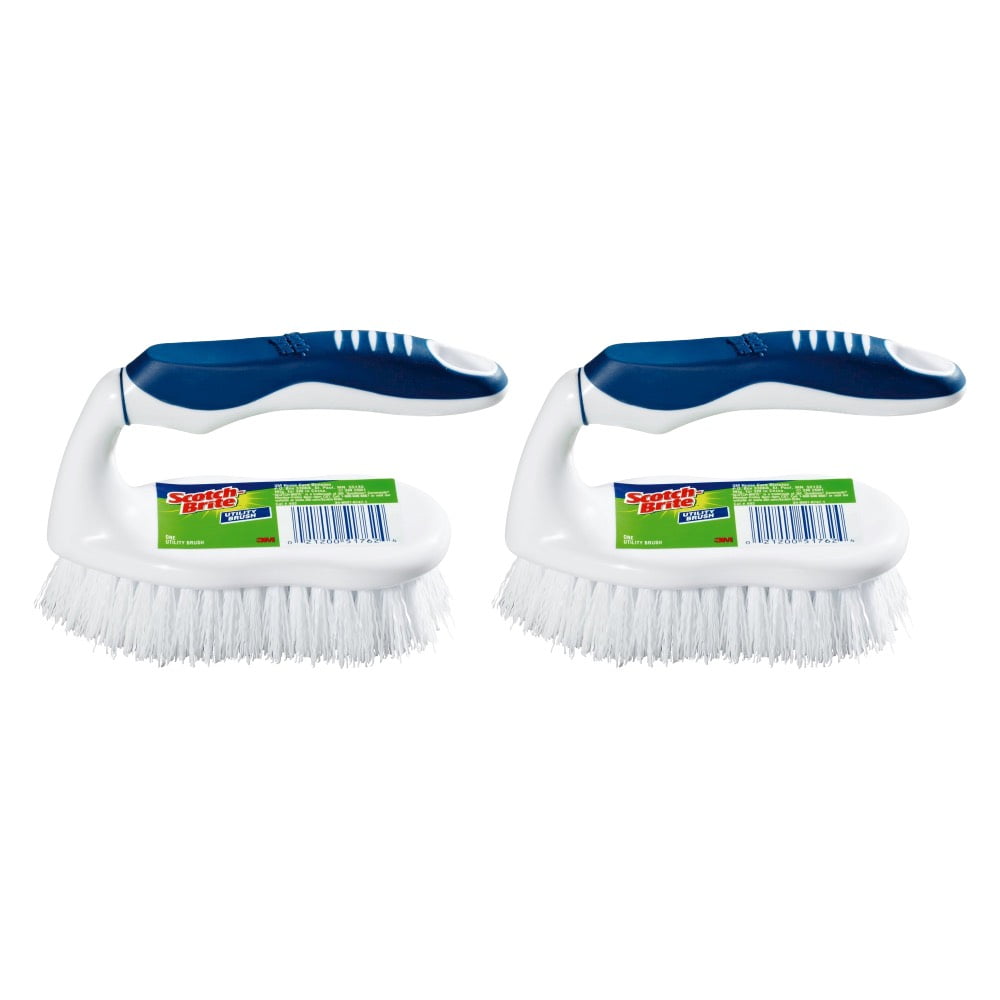 3M Scotch-Brite Utility Scrub Brush with Handle Heavy Duty Bristles Non ...