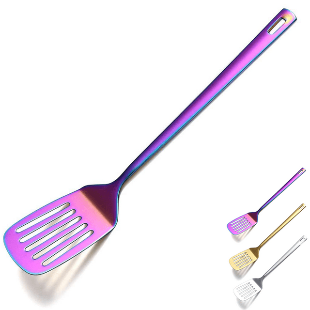ReaNea Rainbow Spatulas, Stainless Steel Slotted Turner Titanium ...