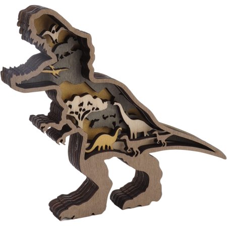 Dinosaur Tyrannosaurus Rex Decorative Statue Wood Carving Dinosaur ...