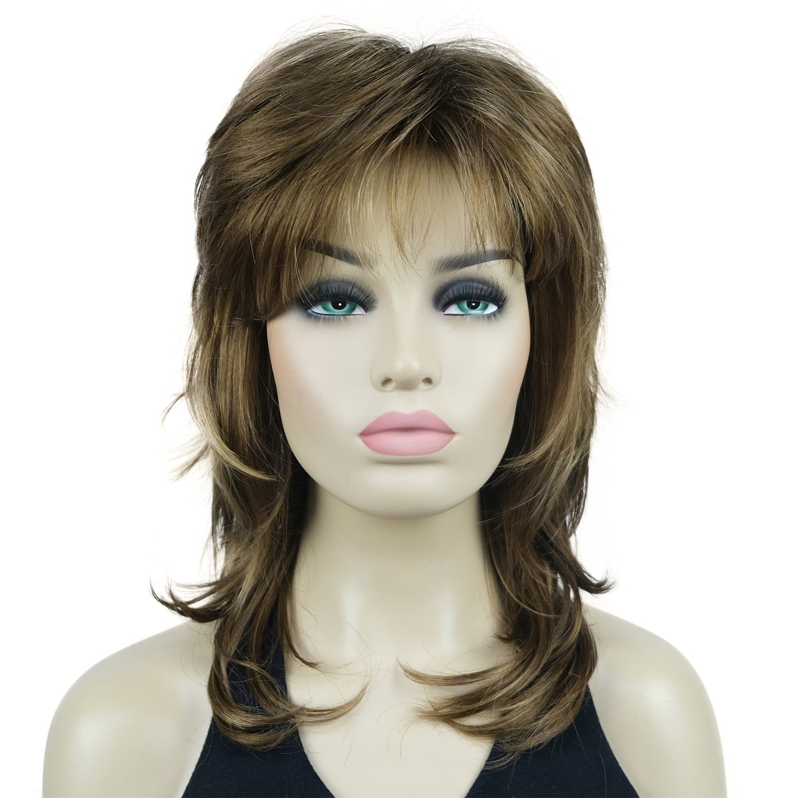 Lydell Long Shaggy Layered wig, Natural Straight Wavy Shags Wig, Soft ...