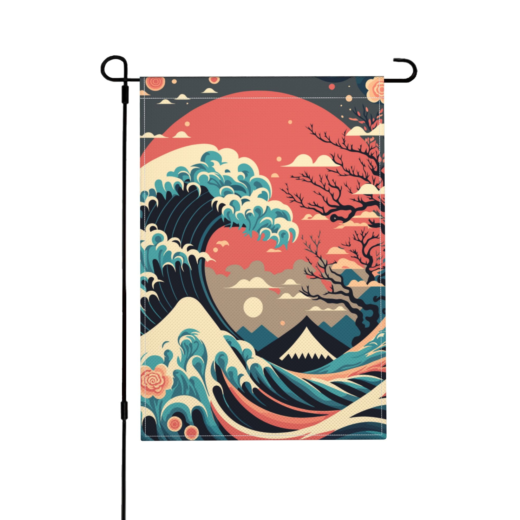 TEQUAN Japanese Style Sun Waves Garden Flags, 18 x 12 inch Double Sided ...
