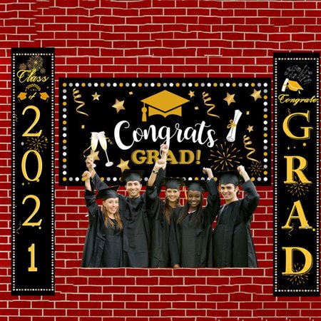 2021 Graduation Banners Hanging Flags Porch Banner Graduation Party ...