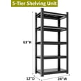 5-Tier Book Shelf, Heavy Duty Steel Bookshelf, Large Storage Capacity ...
