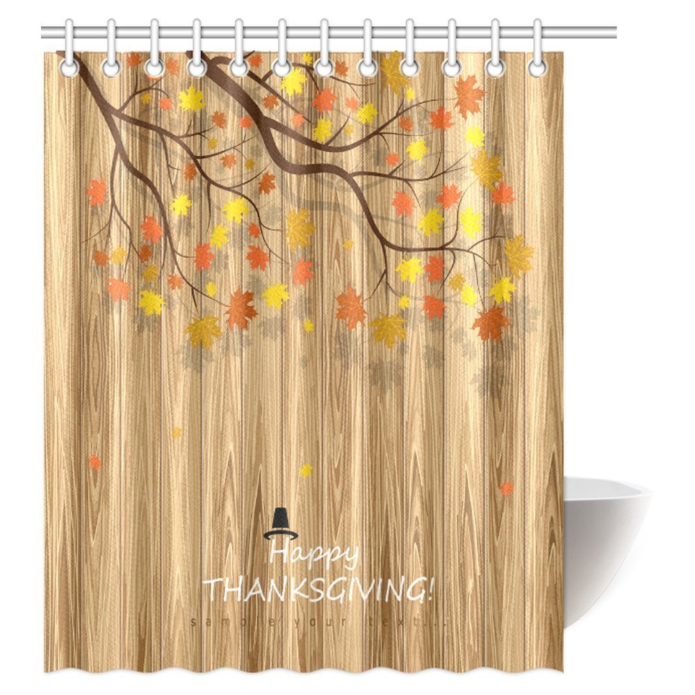 MYPOP Thanksgiving Decorations Shower Curtain, Happy Thanksgiving Card ...