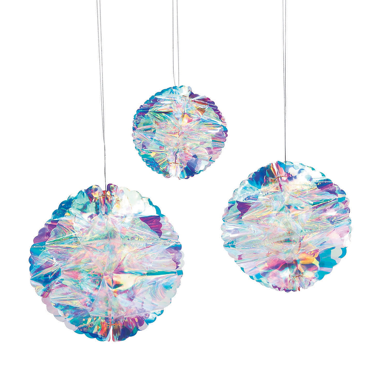 Iridescent Foil Honeycomb Hanging Decor - Party Decor - 3 Pieces ...