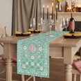 Bohemia Table Runner Vintage Ethnic Floral Botanical Style Green ...