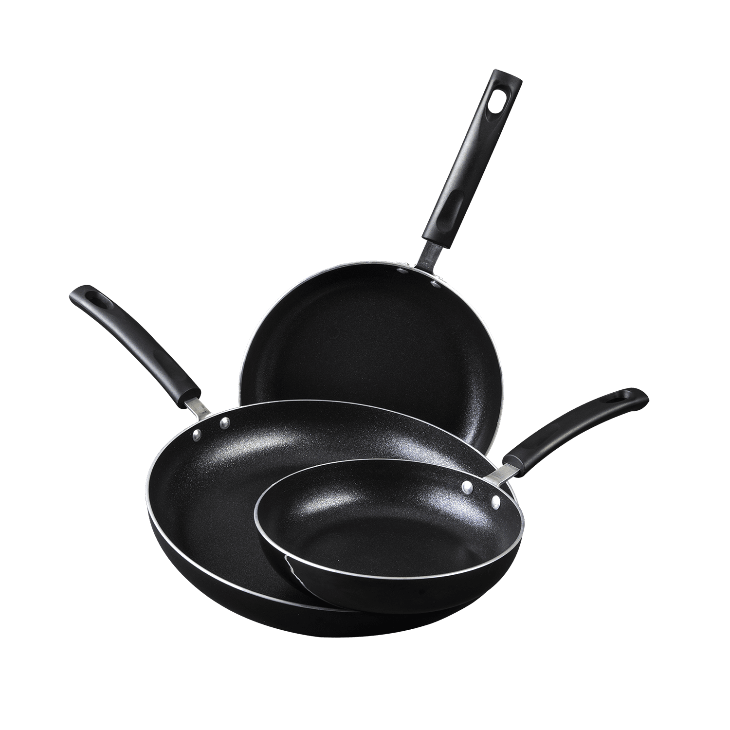 Juego De 3 Sartenes Cinsa Forta Diamante De Aluminio Esmaltado Negro