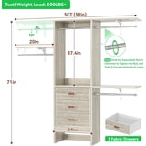iSunirm 5FT Small Closet System with 3 Fabric Drawers, Walk In Clothes ...