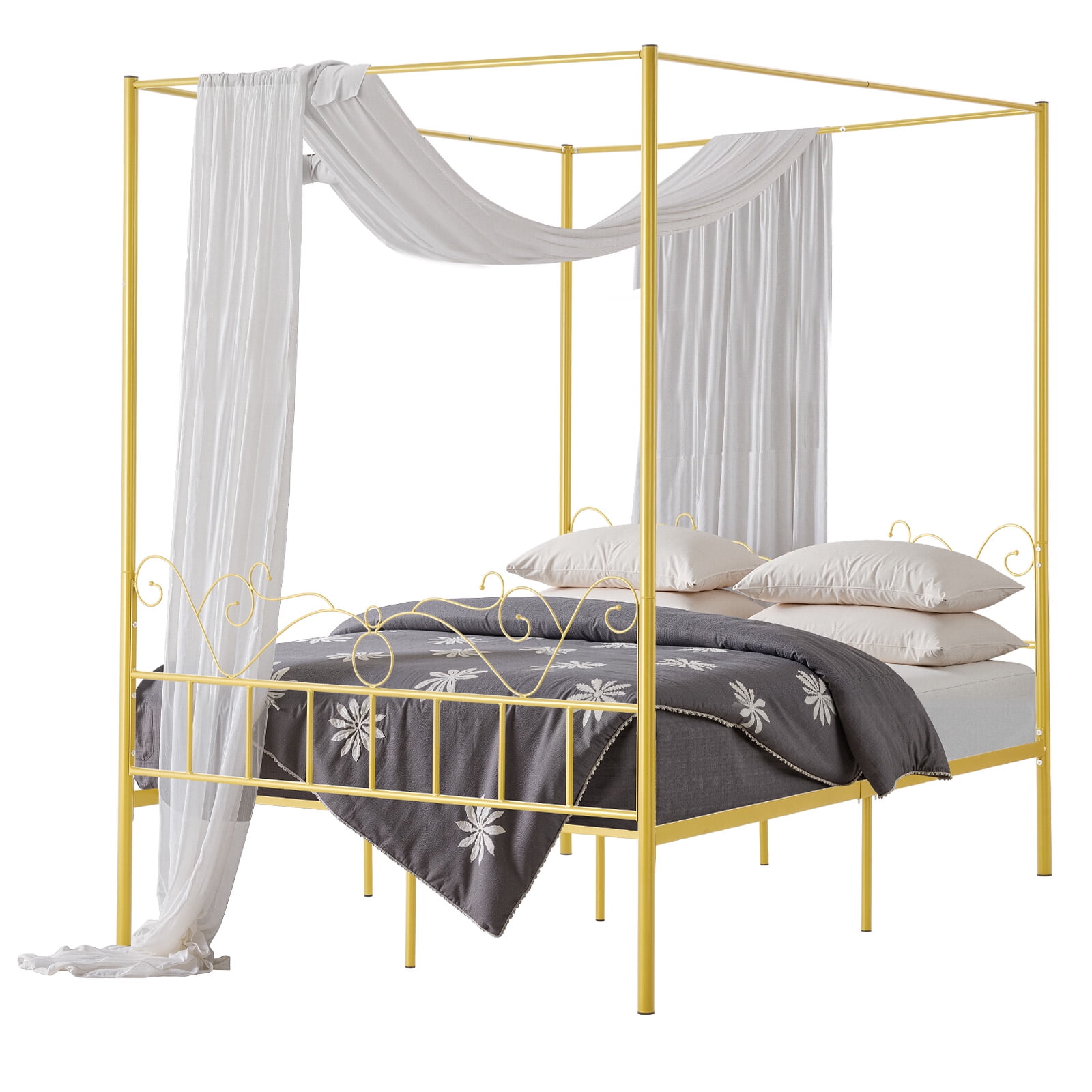 Click here for Vevor Queen Size Canopy Bed Frame Metal Canopy Bed... prices