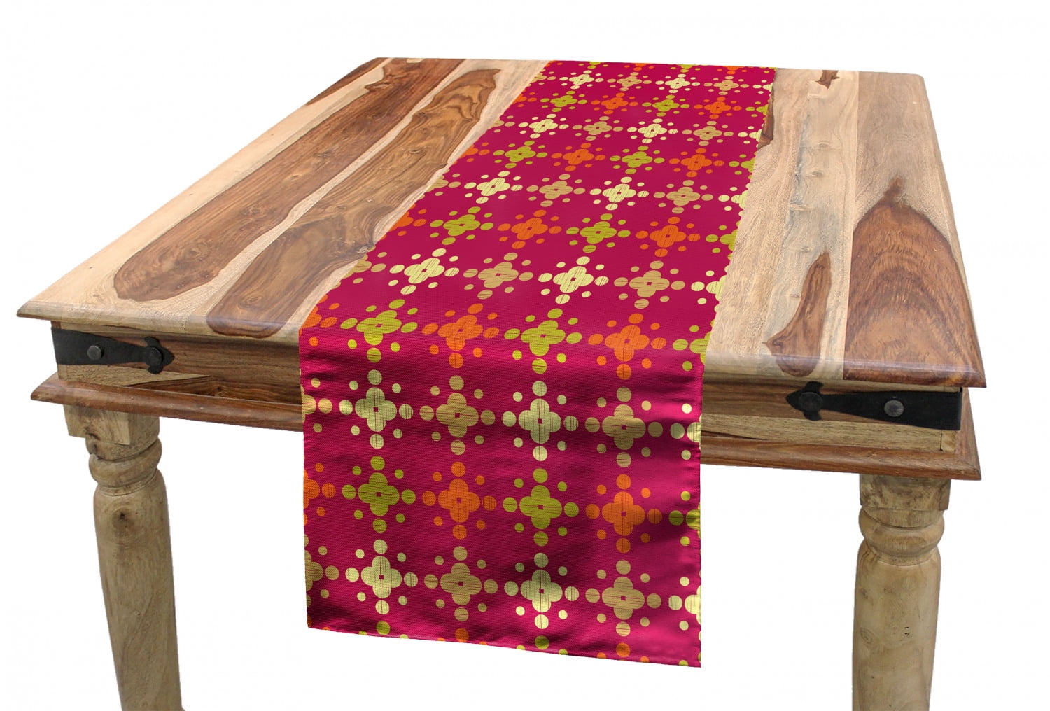 Abstract Table Runner, Grid Pattern Repeating Shapes Rounded Squares ...