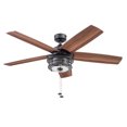 Prominence Home Foxhaven 52" Black Ceiling Fan with Light, 5 Blades ...