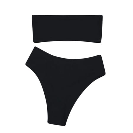 WREESH Women Bikini Swimwear Set Strapless Swimsuit High Leg Bathing ...