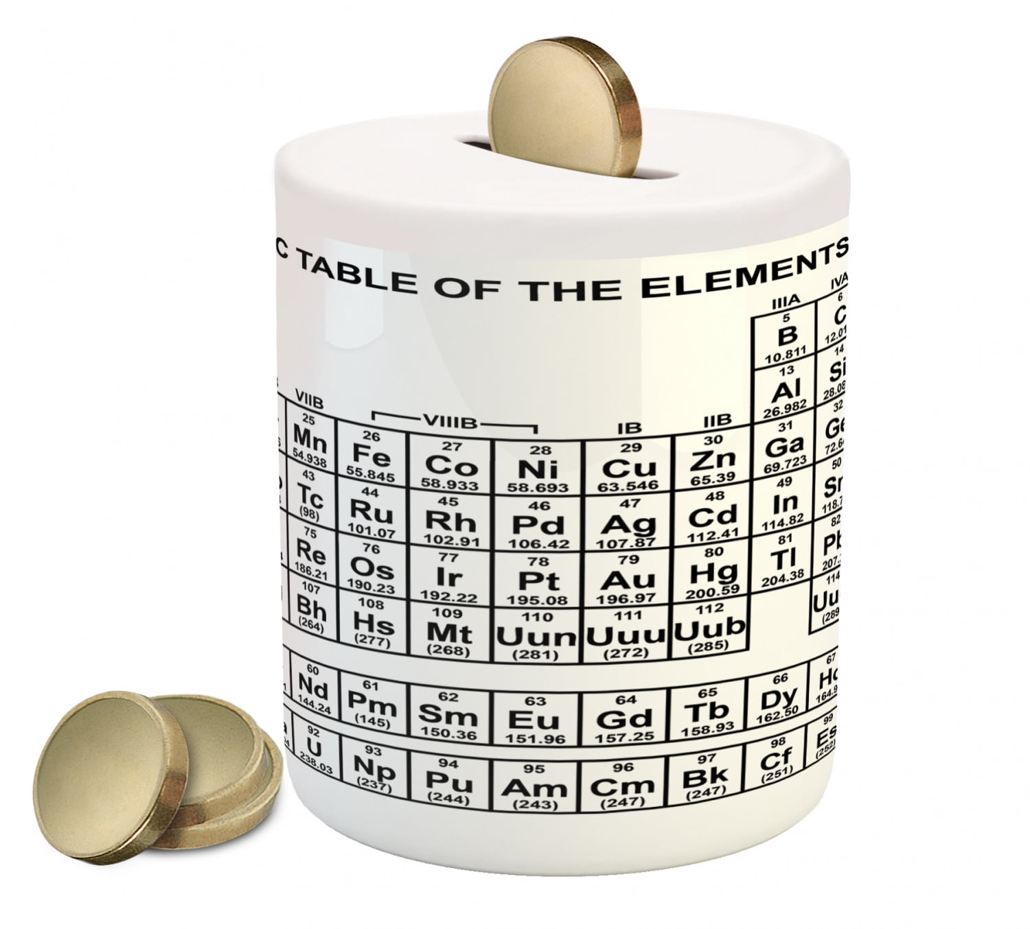 Periodic Table Piggy Bank, Monochrome Simple Science Chemistry Elements ...