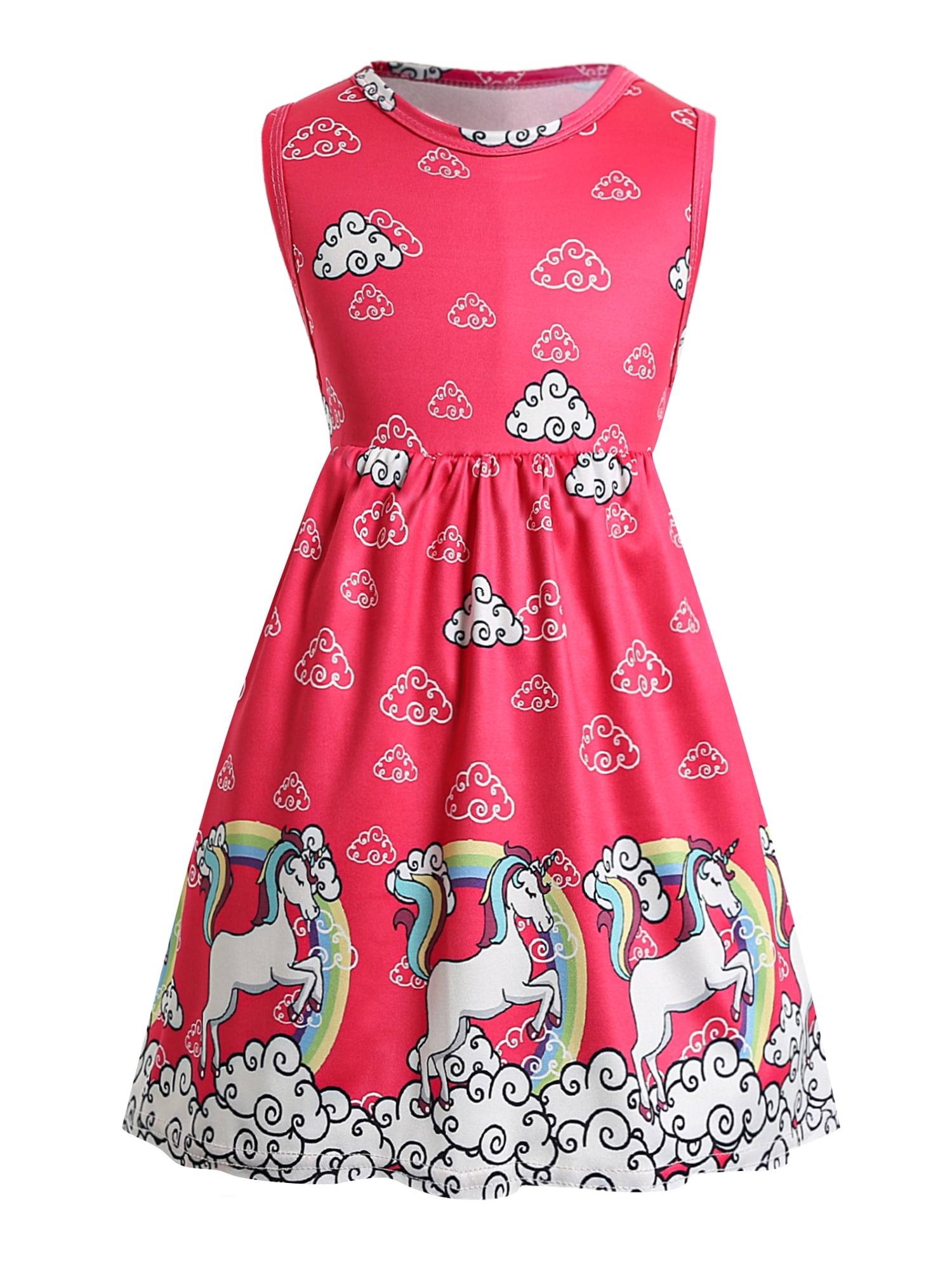 PEYAN Girls Dress Unicorn Mermaid Butterfly Leopard Party Sundress 2 ...