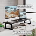 31.5 inch Dual Monitor Riser, Long Black Monitor Stand Riser Wide TV ...