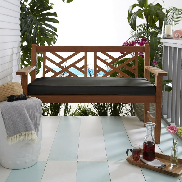 Sorra Home Black Indoor Outdoor Bench Cushion Corded