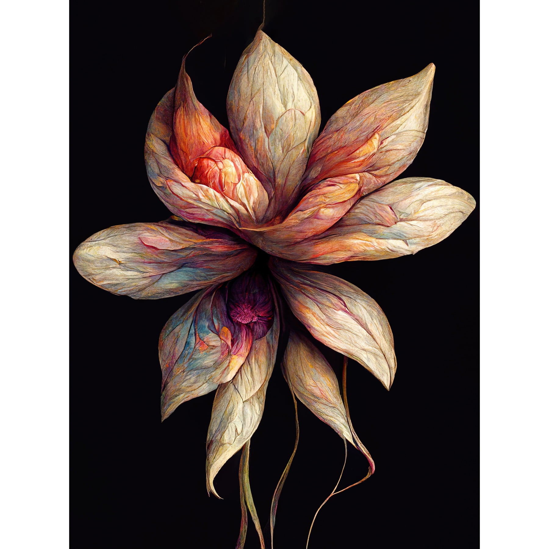 Abstract Flower Display On Dark Background Unframed Wall Art Print ...