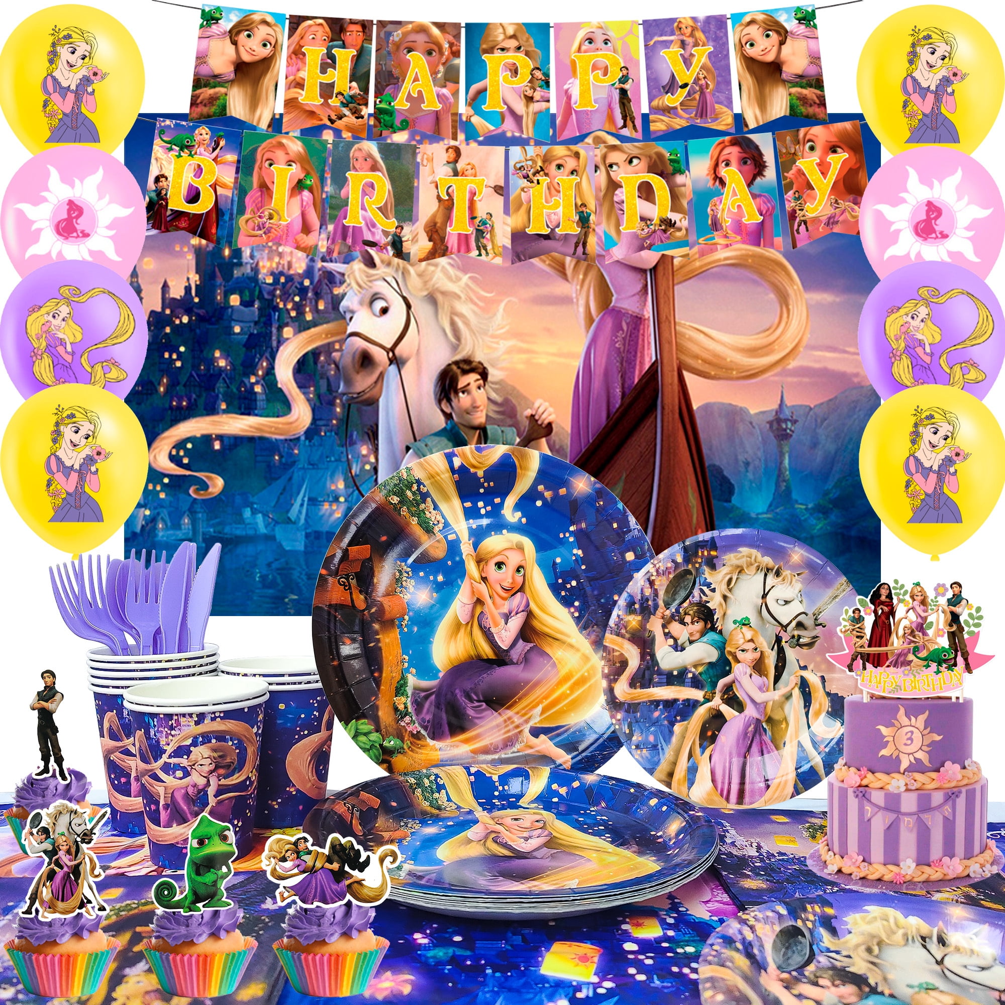 Click here for Elifjoydeco Rapunzel Birthday Decorations  112pcs... prices