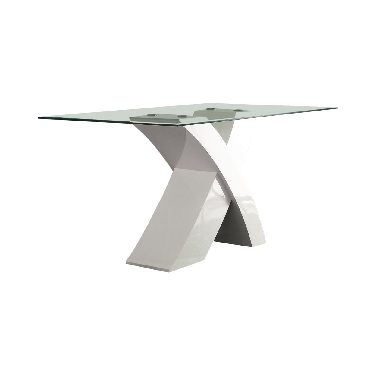 Glass Top Dining Table With X Shape Wooden Base, White and Clear ...