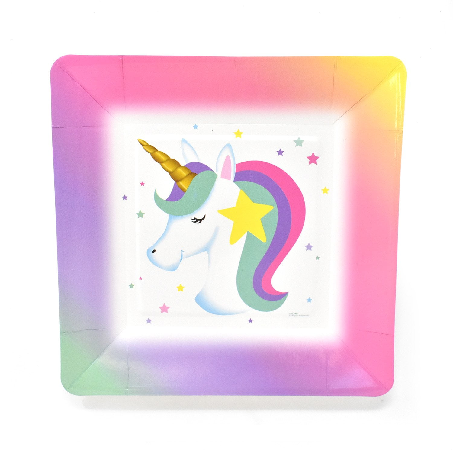 Rainbow Unicorn Square Plates, 7-Inch, 8-Count - Walmart.com