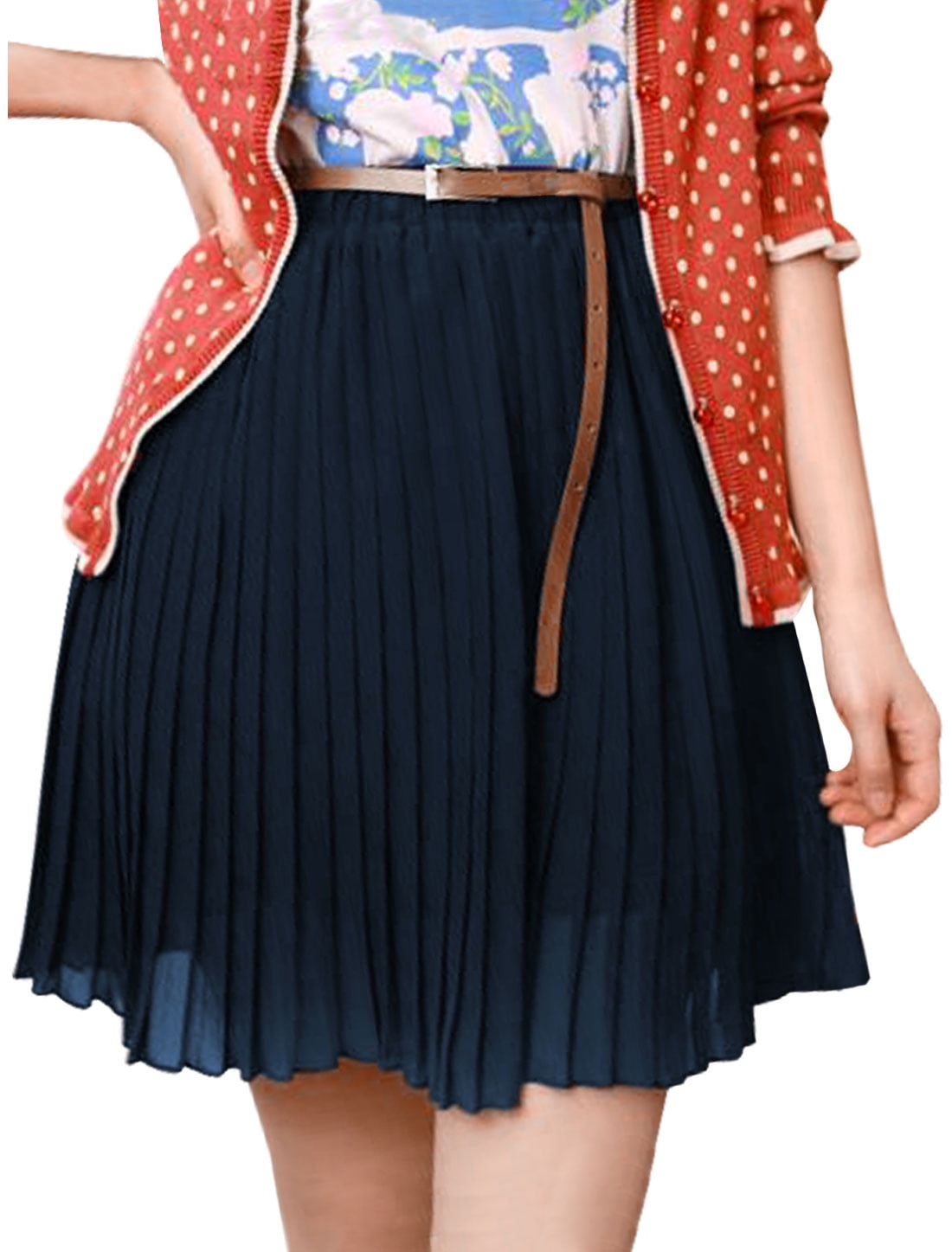 Unique Bargains Women's Chiffon Mini Skirt w Belt Blue (Size S / 4 ... Unique Bargains Women's Chiffon Mini Skirt w Belt Blue (Size S / 4 ...
