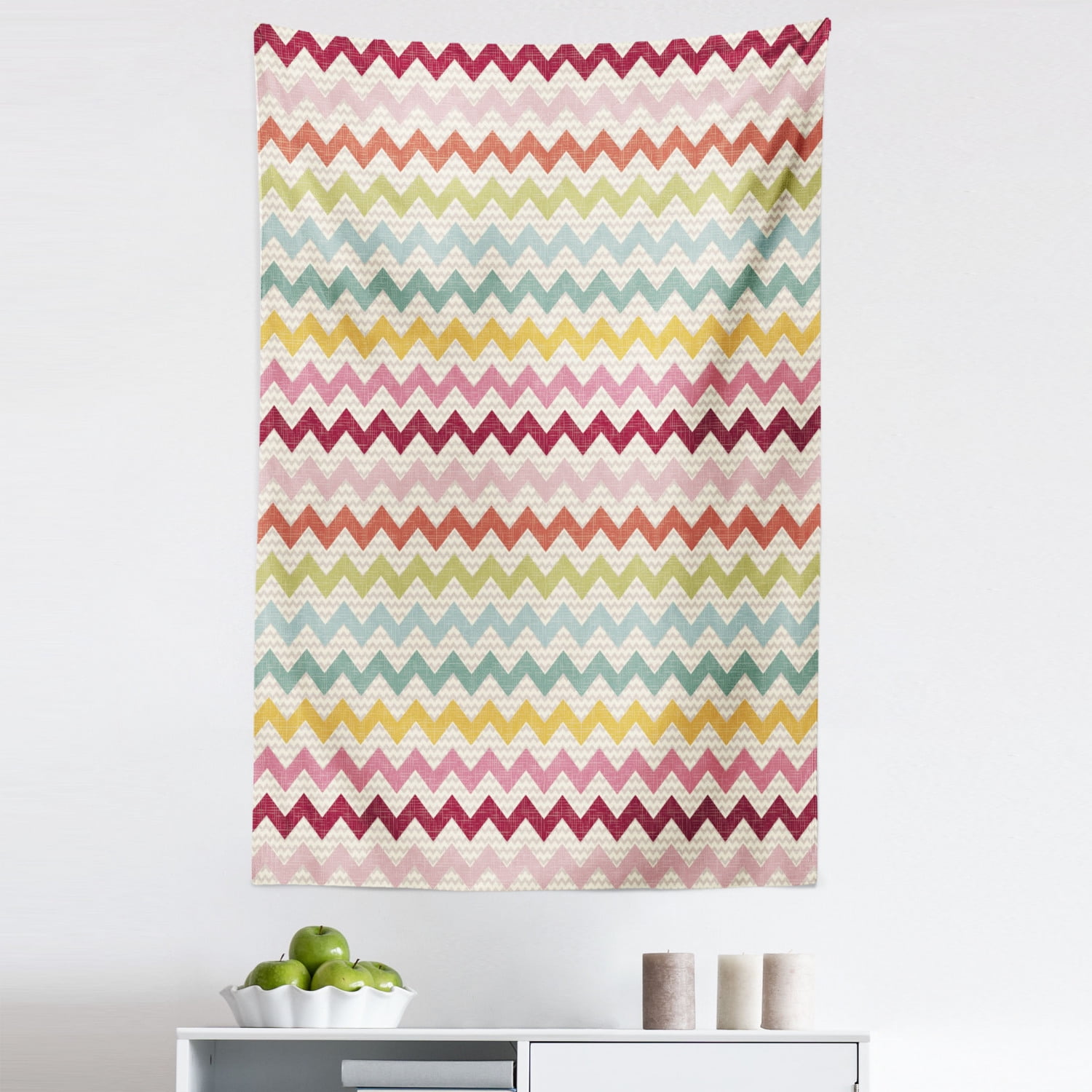 Chevron Tapestry, Boho Style Old Fashioned Symmetrical Chevron Lines ...