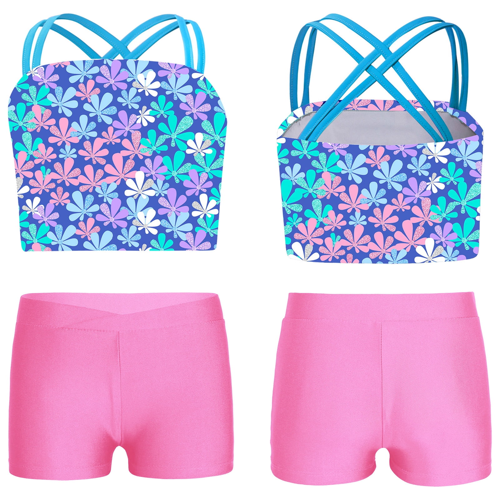 iiniim Kids Girls Double Shoulder Straps Criss Cross Crop Top with ...